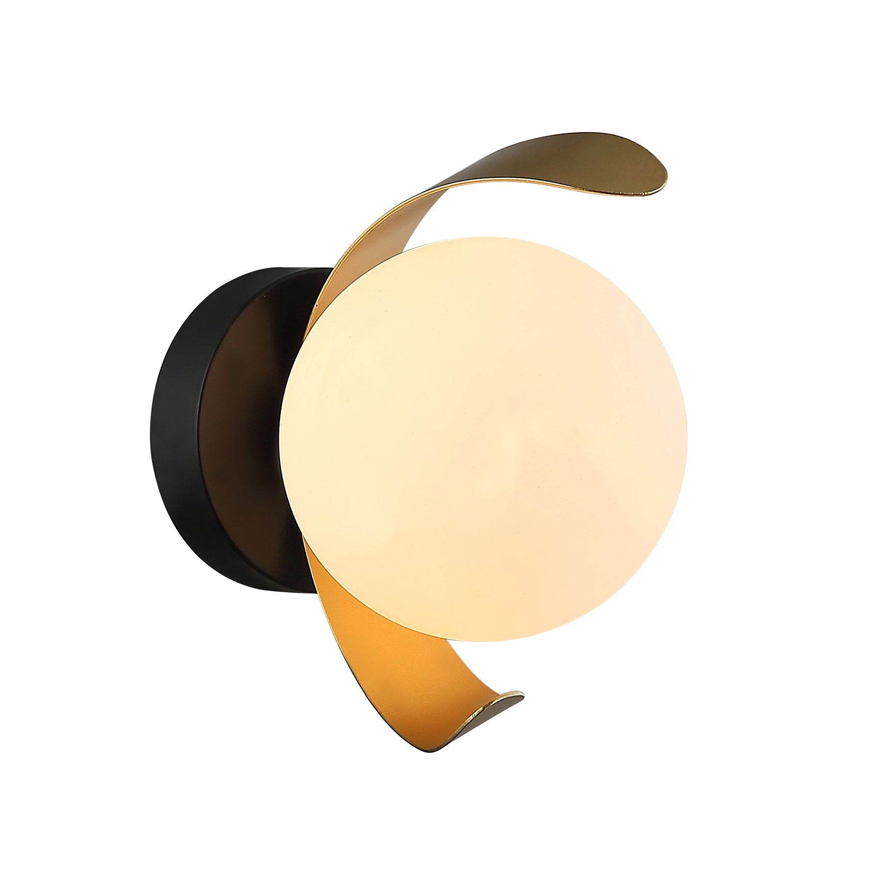 Blair Black and Gold with White Frost Glass Modern Wall Light – Amond ...