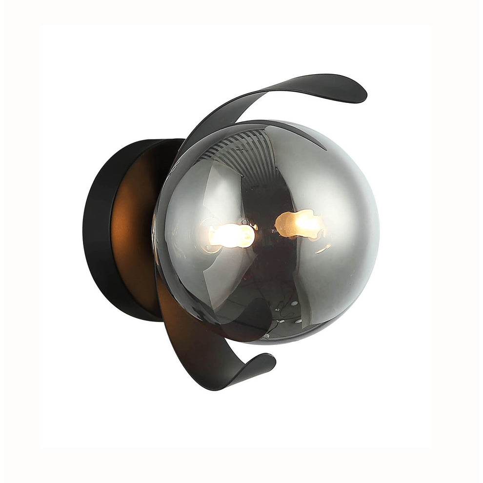 Blair Black with Smoke Glass Modern Wall Light – Amond illuminations