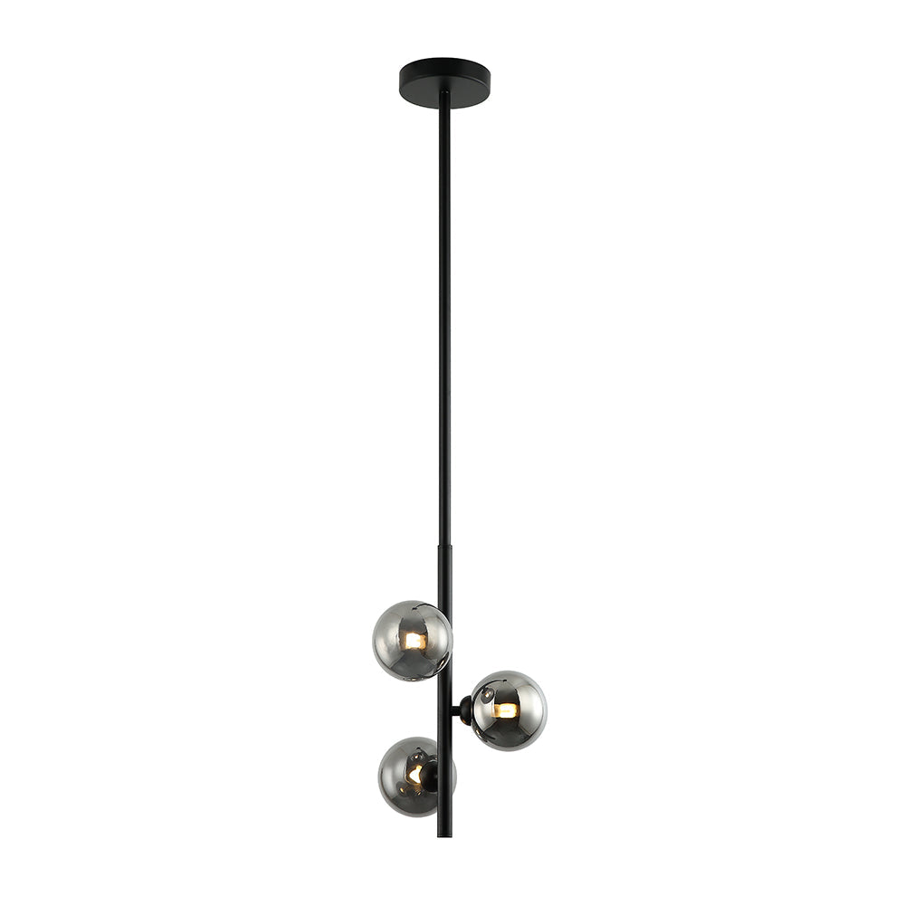 Sunita 3 Light Black and Smoke Glass Modern Retro Pendant – Amond ...